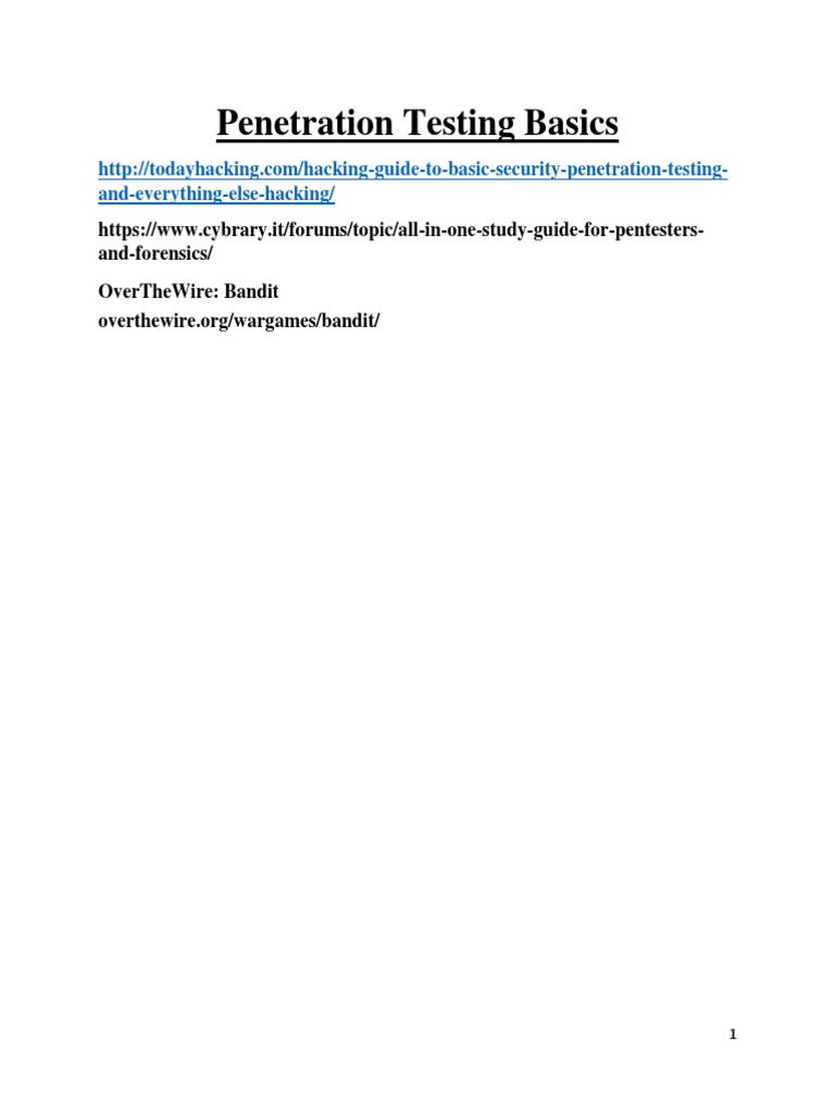 Pen Testing Basics Pdf Denial Of Service Attack Penetration Test
