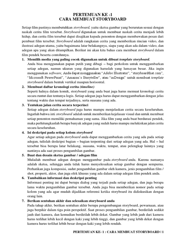 Cara Membuat Storyboard | PDF