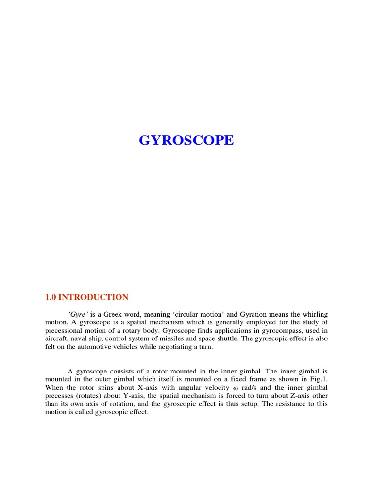 Gyroscope Theory of Machines | PDF | Rotation Around A Fixed Axis | Gyroscope