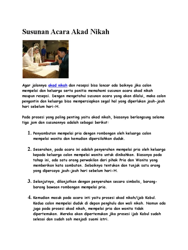 Susunan Acara Akad Nikah Pdf