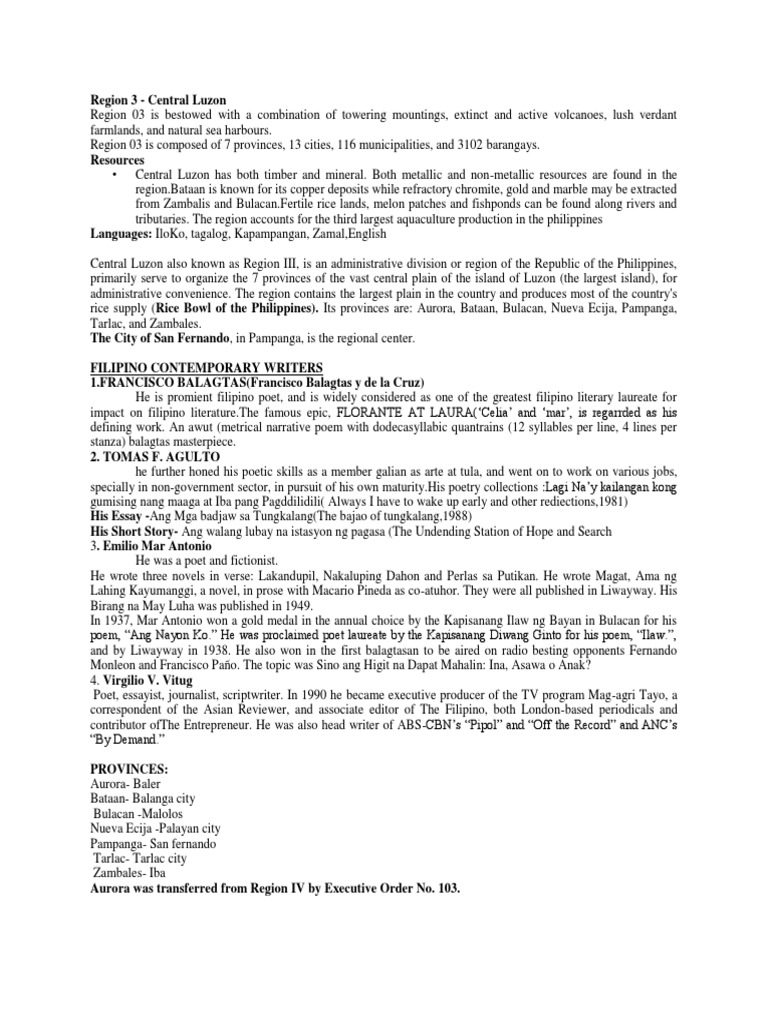 A Detailed Look at Region III - Central Luzon: A Richly Diverse Region ...