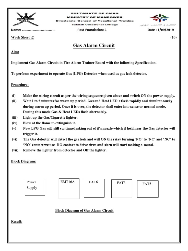 Work Sheet 2 Gas Detector | PDF