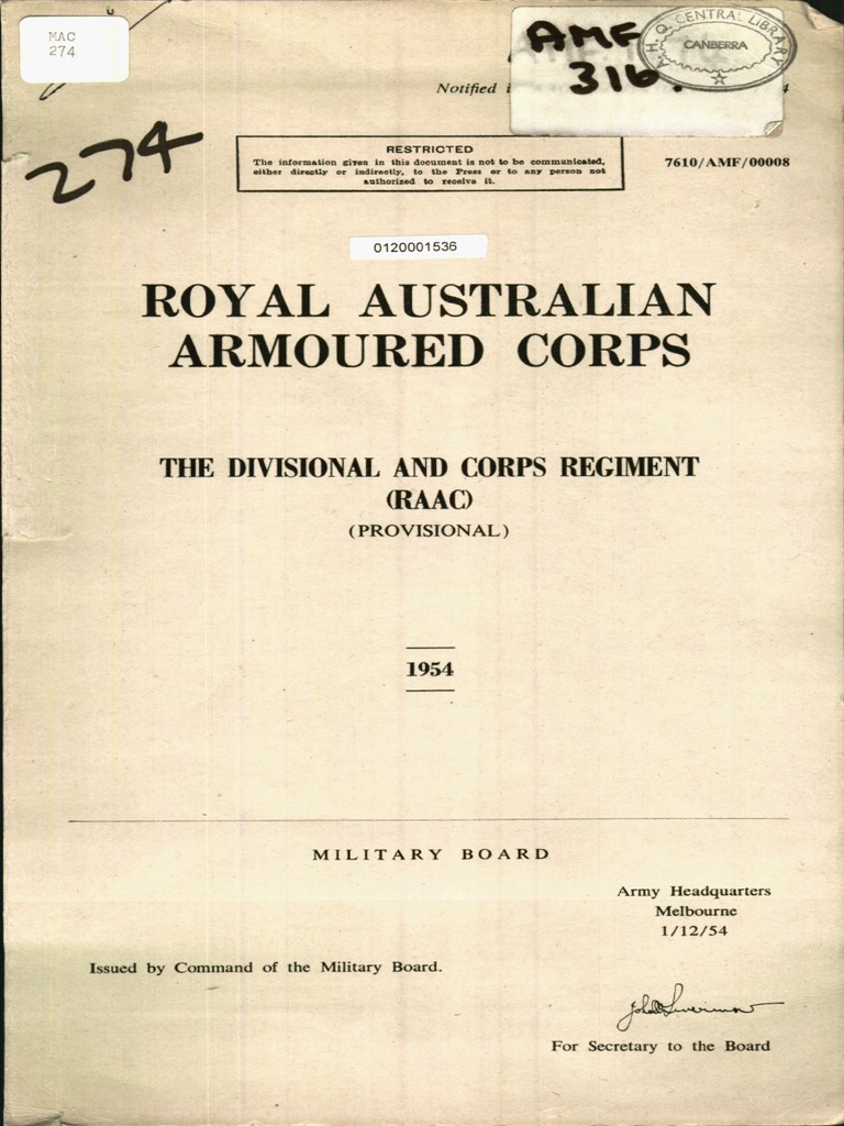 RAAC - The Divisional and Corps Regiment 1954 | PDF | Military ...