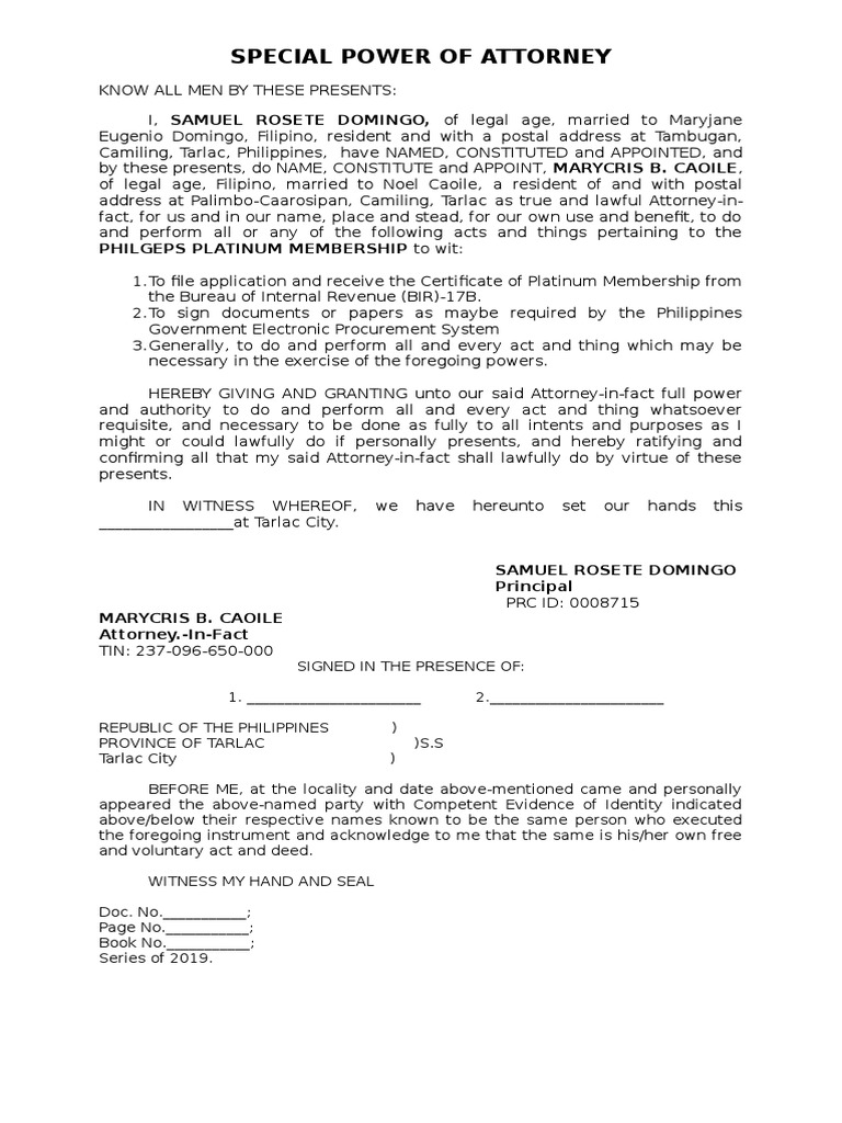 Spa Philgeps | PDF | Power Of Attorney | Public Law