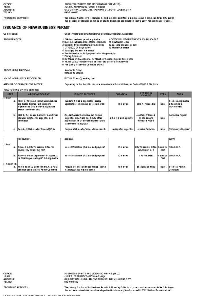 Lucena City BPLO Business Permit Guide | PDF | Identity Document | Sole ...