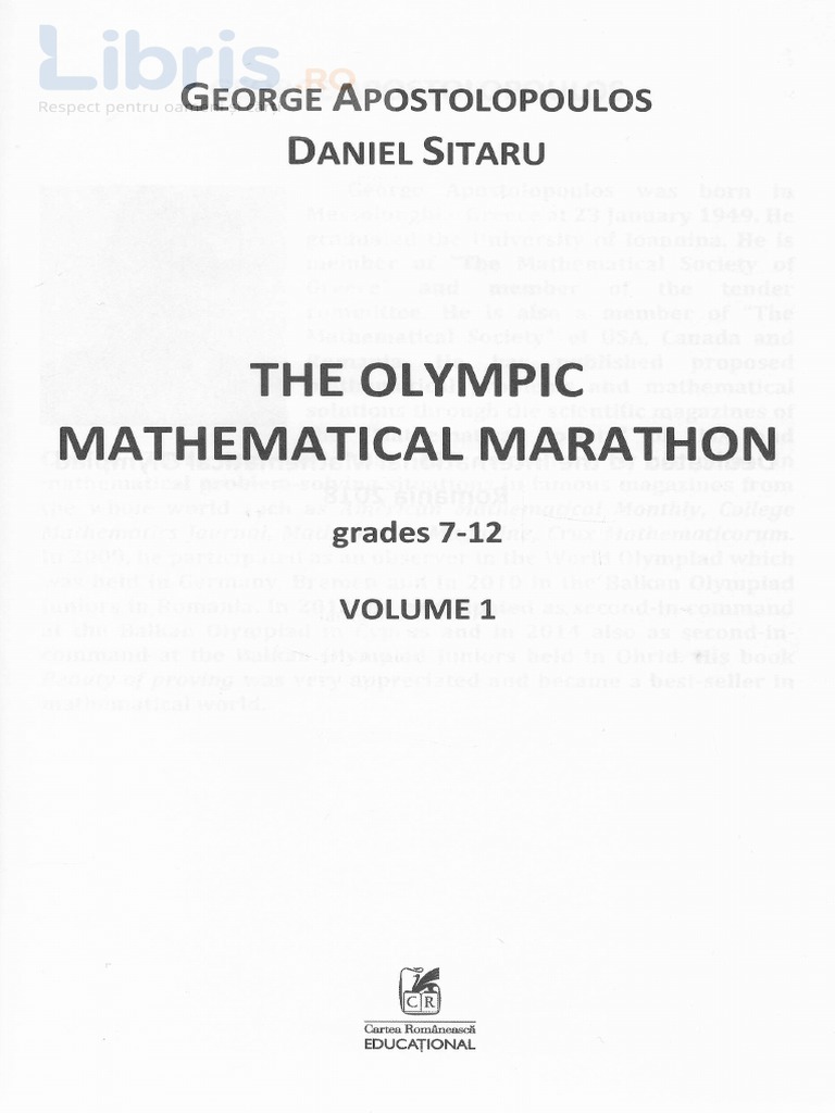 The Olympic Mathematical Marathon Grades 7-12 Vol.1 - George ...