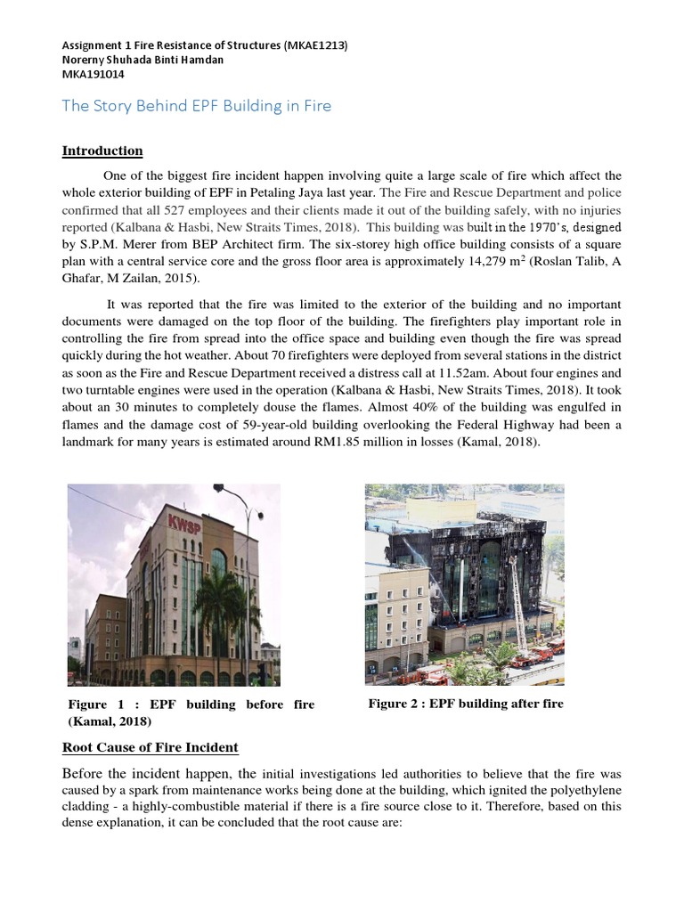 Assignment 1-The Story Behind EPF Building in Fire | PDF | World Trade ...