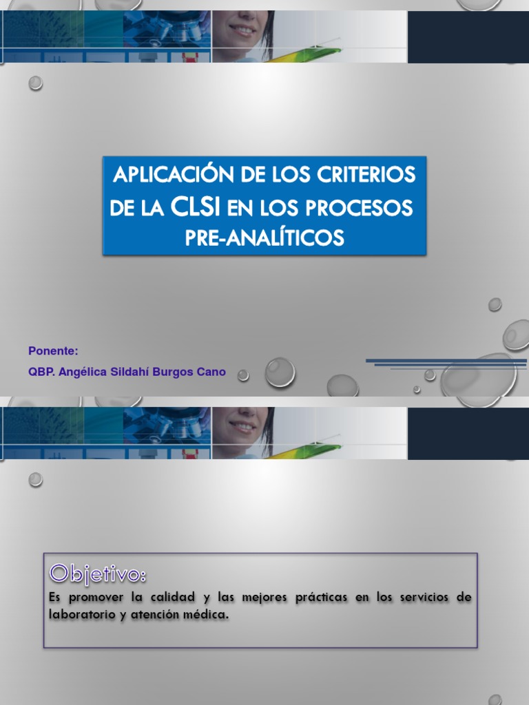 Aplicación de Los Criterios de La CLSI en Los Procesos Pre-Analíticos ...