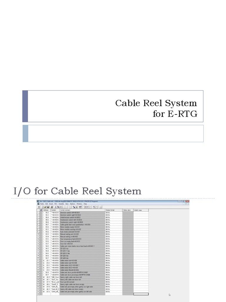 Cable Reel System For E-RTG | PDF