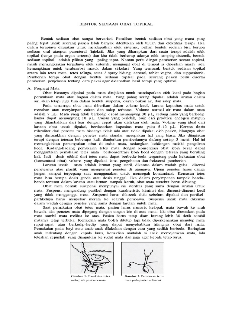 Bentuk Sediaan Obat Topikal dan Penggunaannya | PDF
