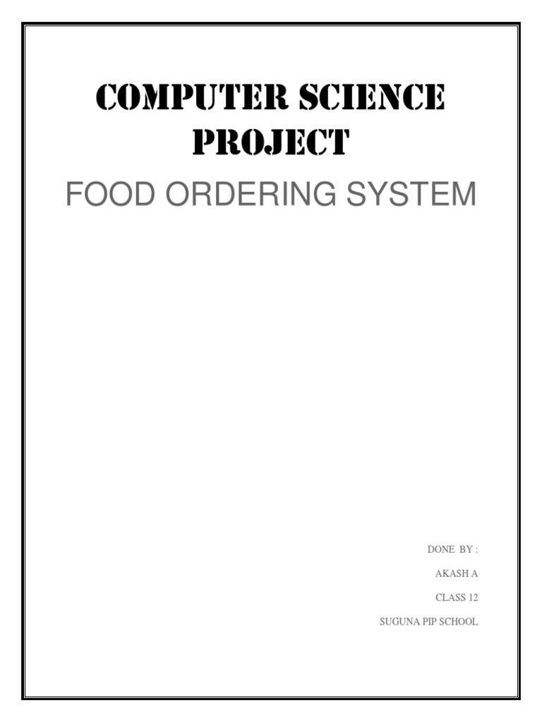Computer Science Project: Food Ordering System | PDF | Digital ...