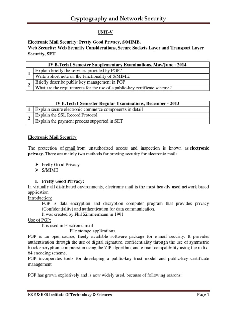 Unit V | PDF | Transport Layer Security | Cryptography