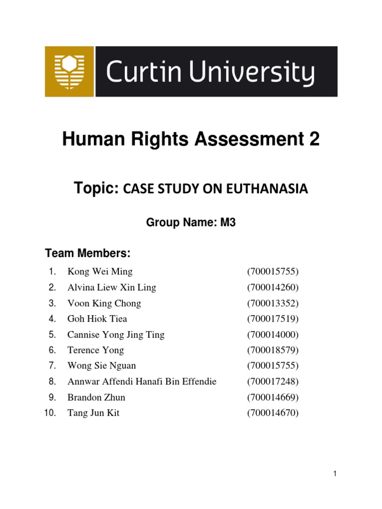 Human Rights Assessment 2: Topic: Case Study On Euthanasia | PDF | Terminal Illness | Natural ...