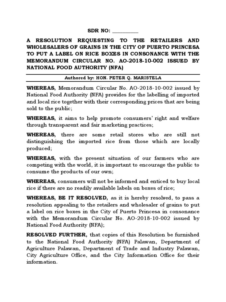 SDR - Labels On Rice | PDF
