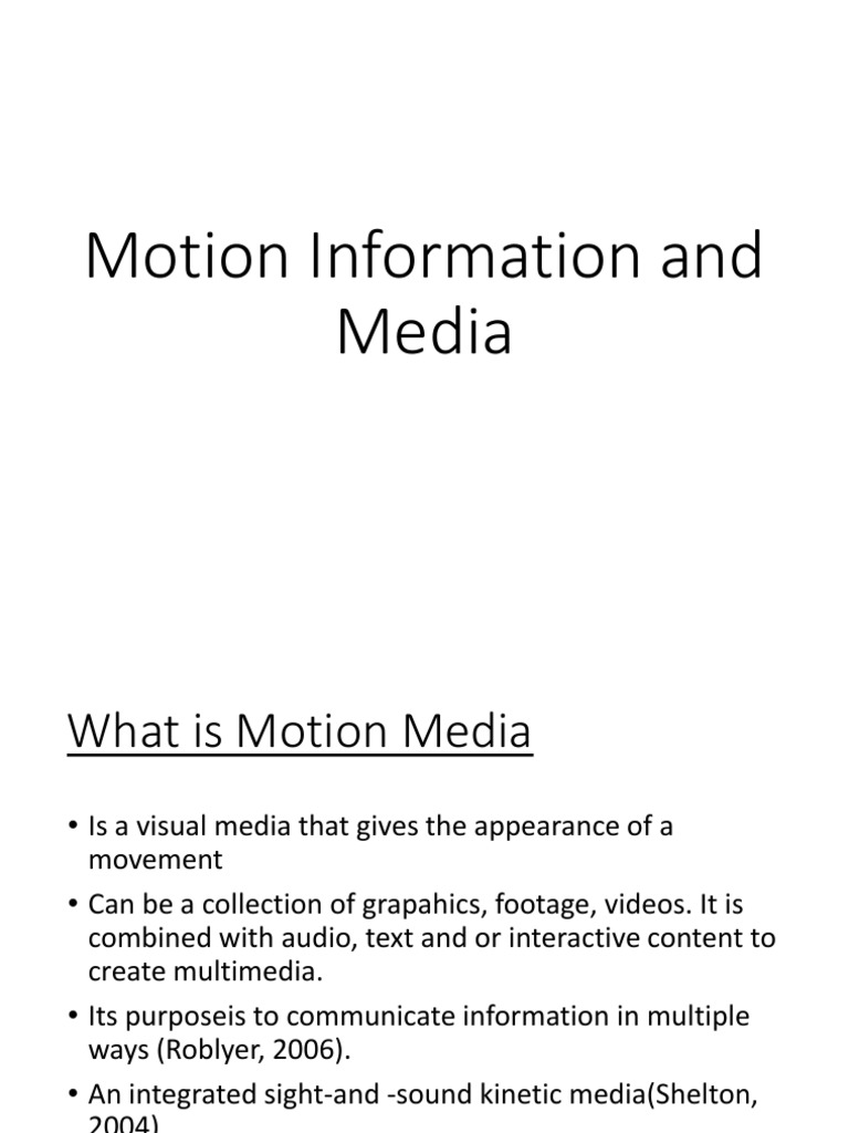 Understanding Motion Media Types | PDF | Animation | Mass Media