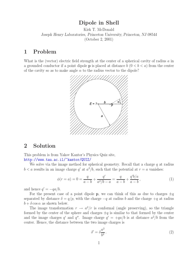 Dipole in A Shell | PDF | Dipole | Electromagnetism
