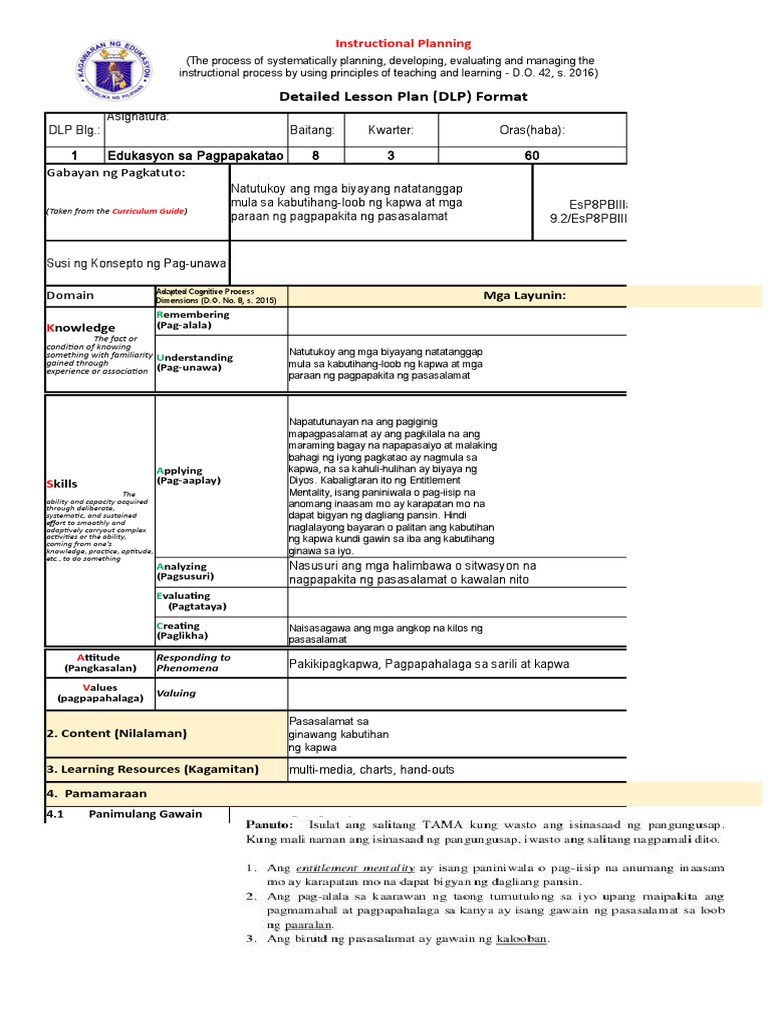 3rd Quarter DLP Esp 8 Week 1 | PDF