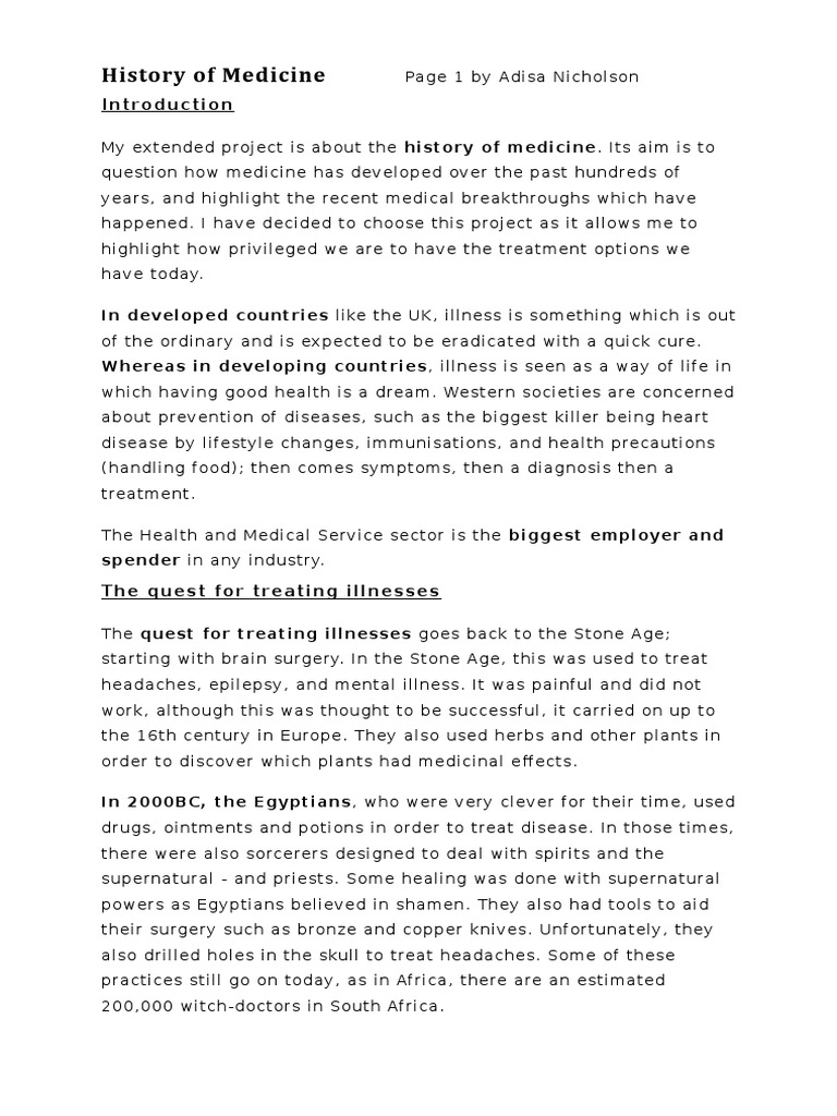 History of Medicine | PDF | Public Health | Medicine