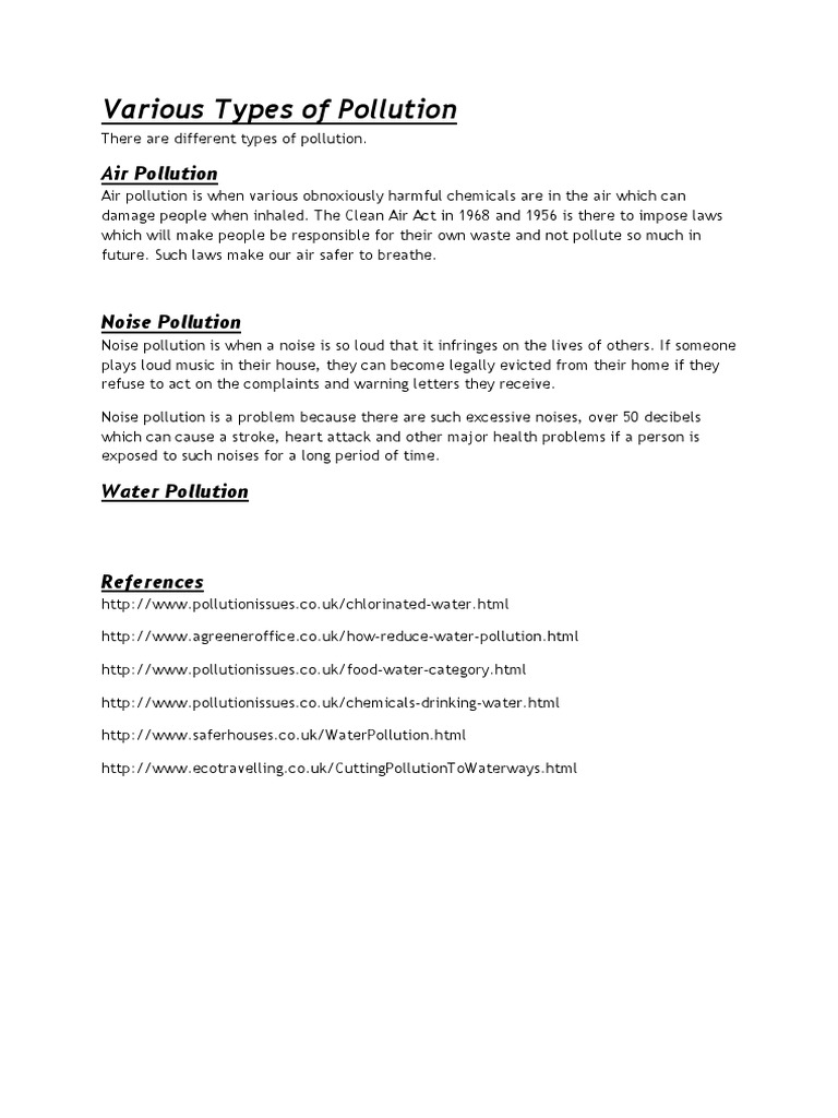 Various Types of Pollution | PDF