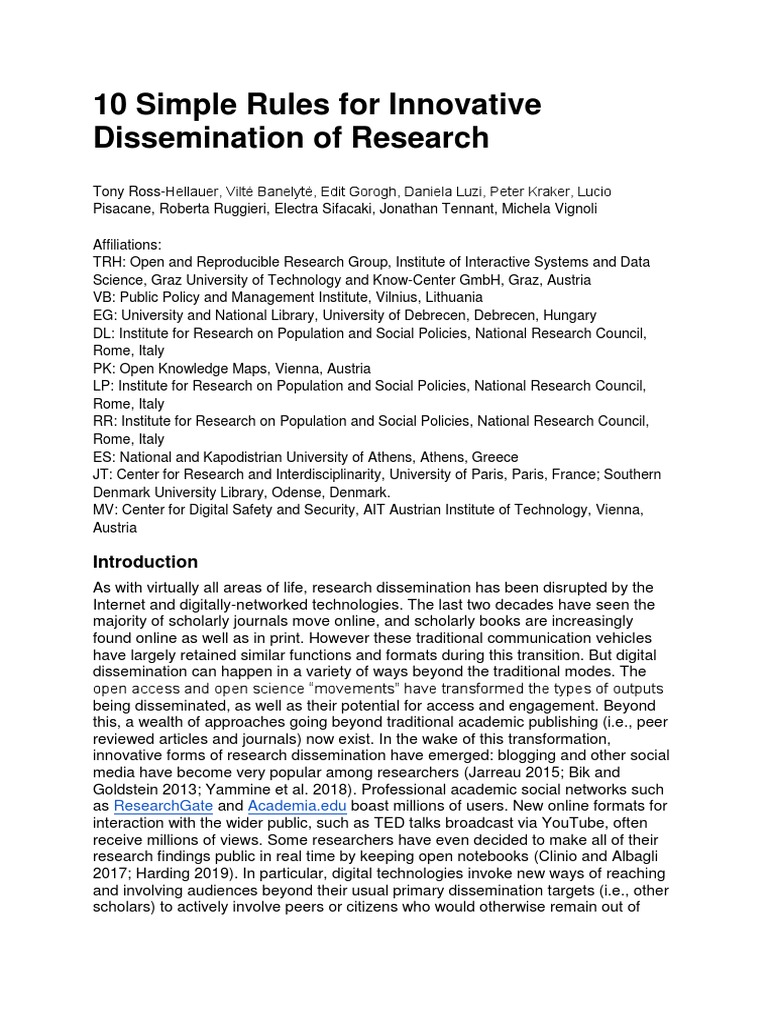 10 Steps To Innovative Dissemination of Research | PDF | Social Media ...