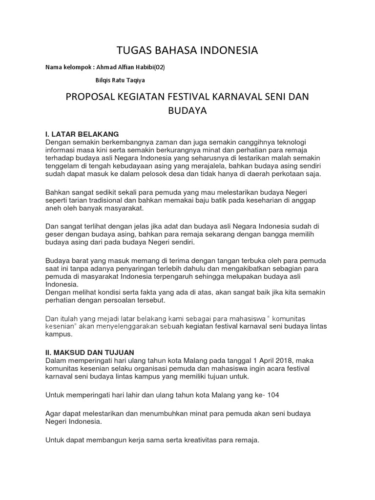 Proposal Festival Karnaval Budaya | PDF