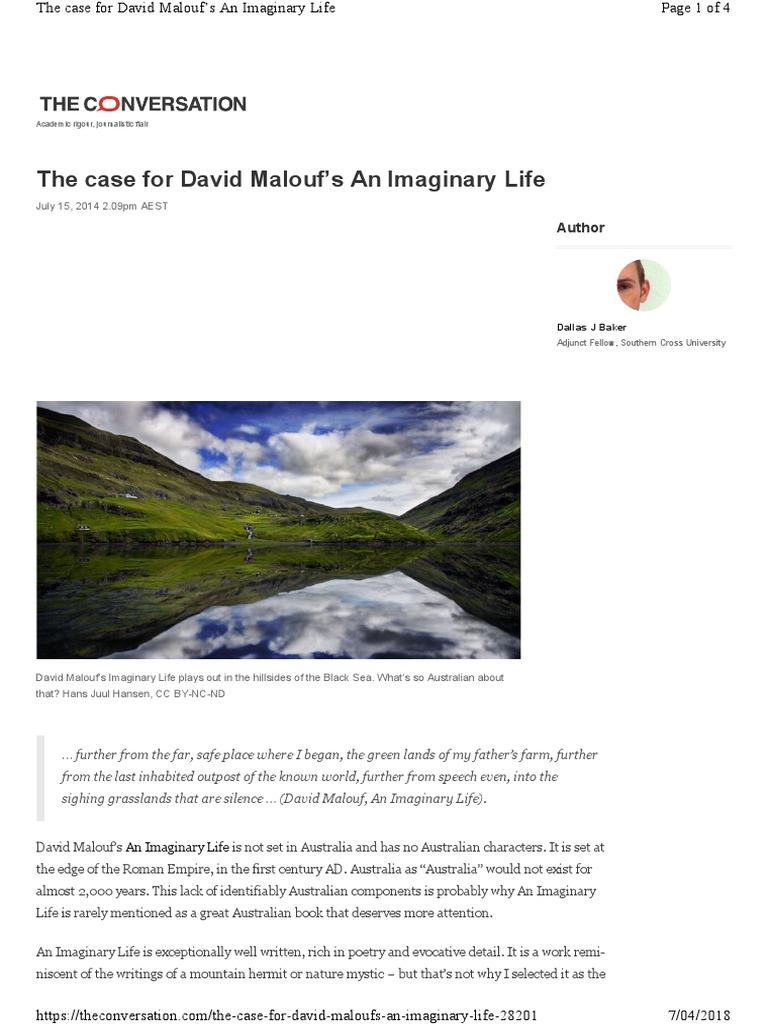 Baker - Malouf's The Imaginary Life | PDF | Ovid | Australia