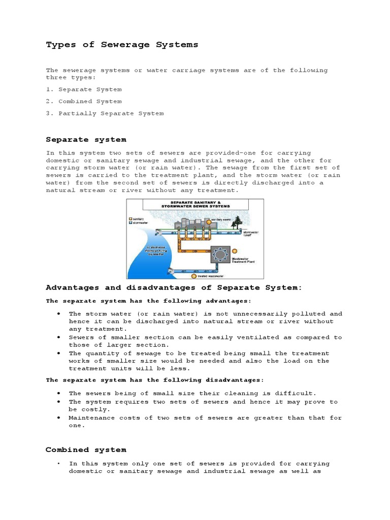 Types of Sewerage Systems: Separate System | PDF | Sanitary Sewer ...