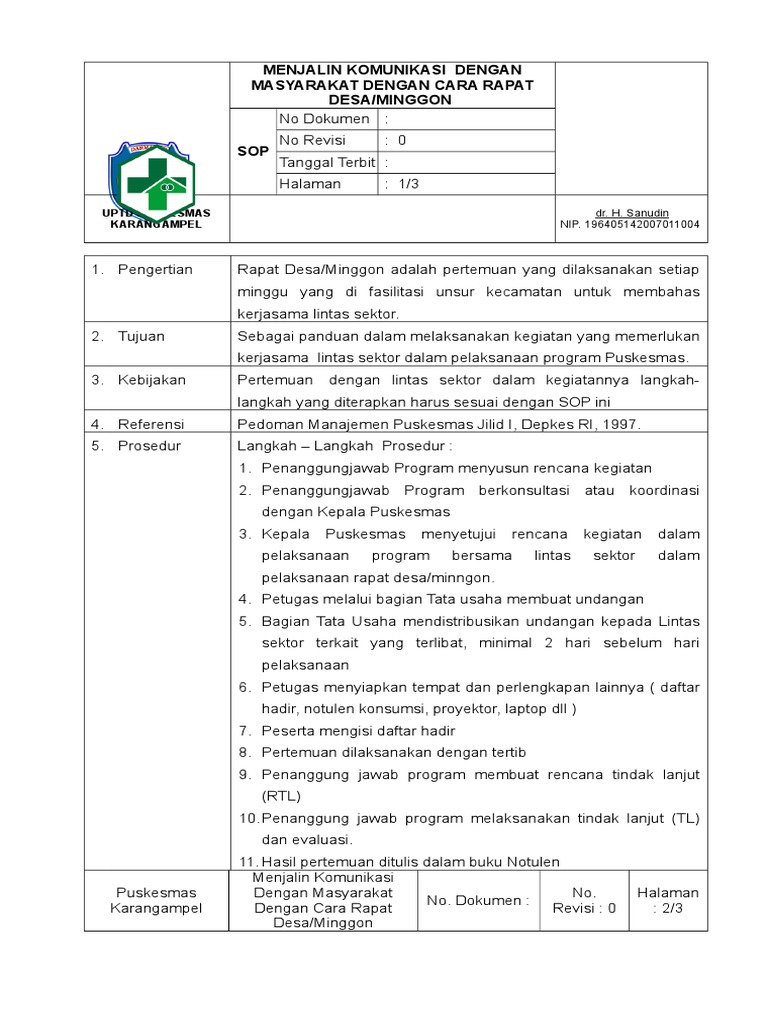 Sop Rapat Minggon | PDF