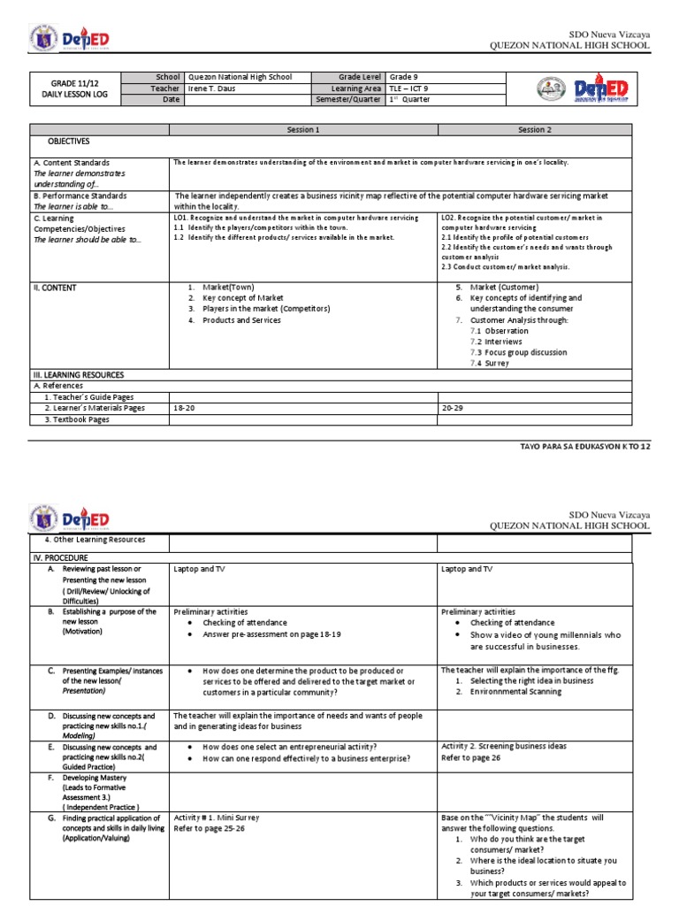 Daily Lesson Log 9 WEEK 2 | PDF | Learning | Teachers