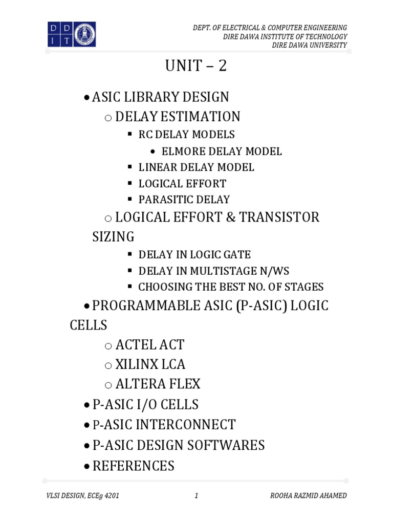 Unit - 2: Asic Library Design O Delay Estimation | PDF | Logic Gate ...