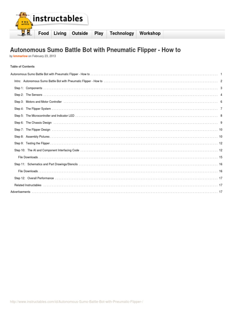 Autonomous Sumo Battle Bot With Pneumatic Flipper - How To: Food Living ...