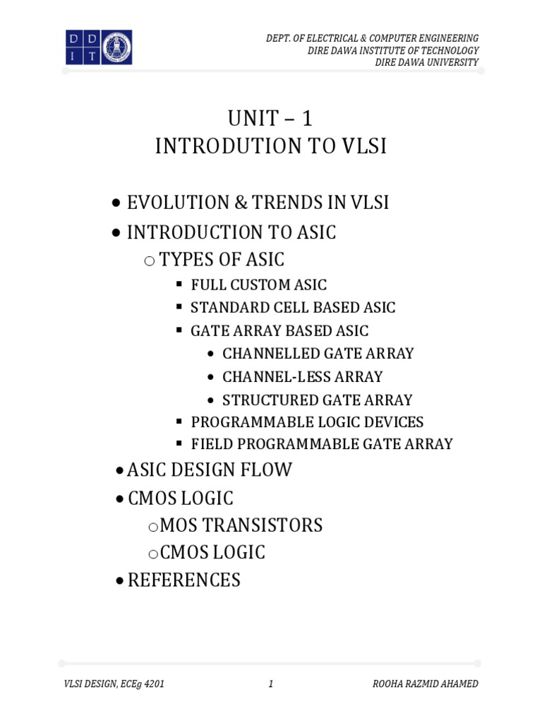 Unit - 1 Introdution To Vlsi: Evolution & Trends in Vlsi Introduction ...