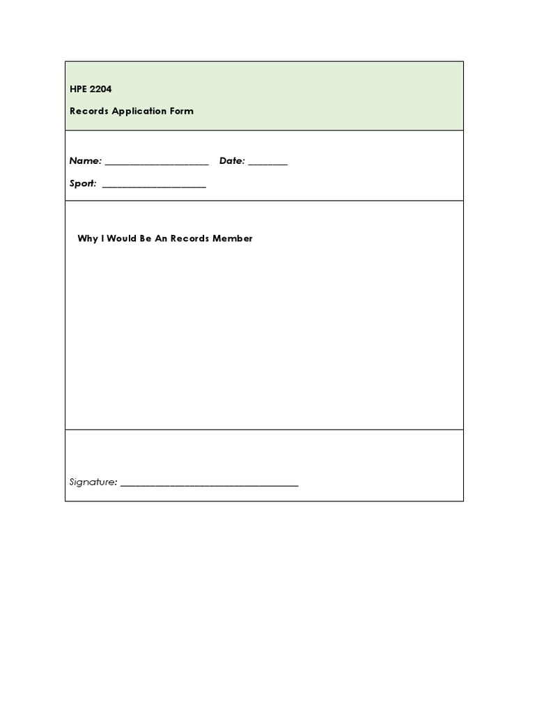 HPE 2204 Records Application Form | PDF