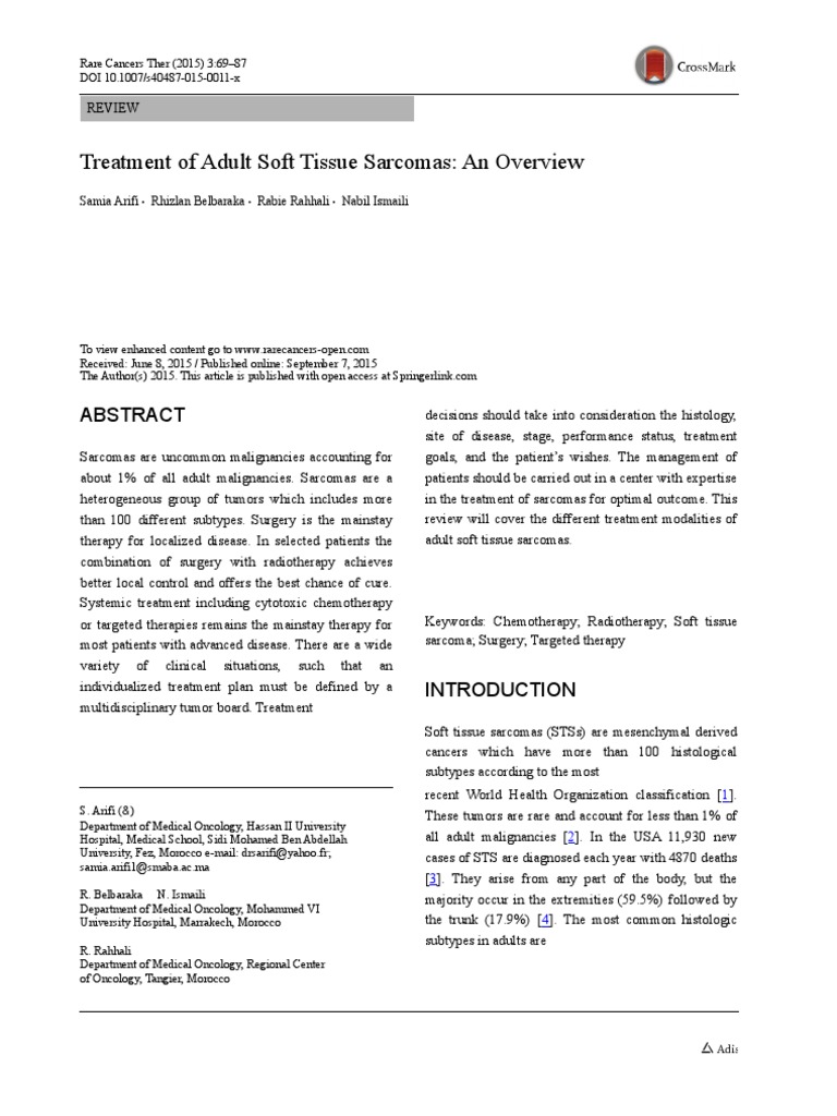 Soft Tissue Sarcoma | PDF | Radiation Therapy | Chemotherapy