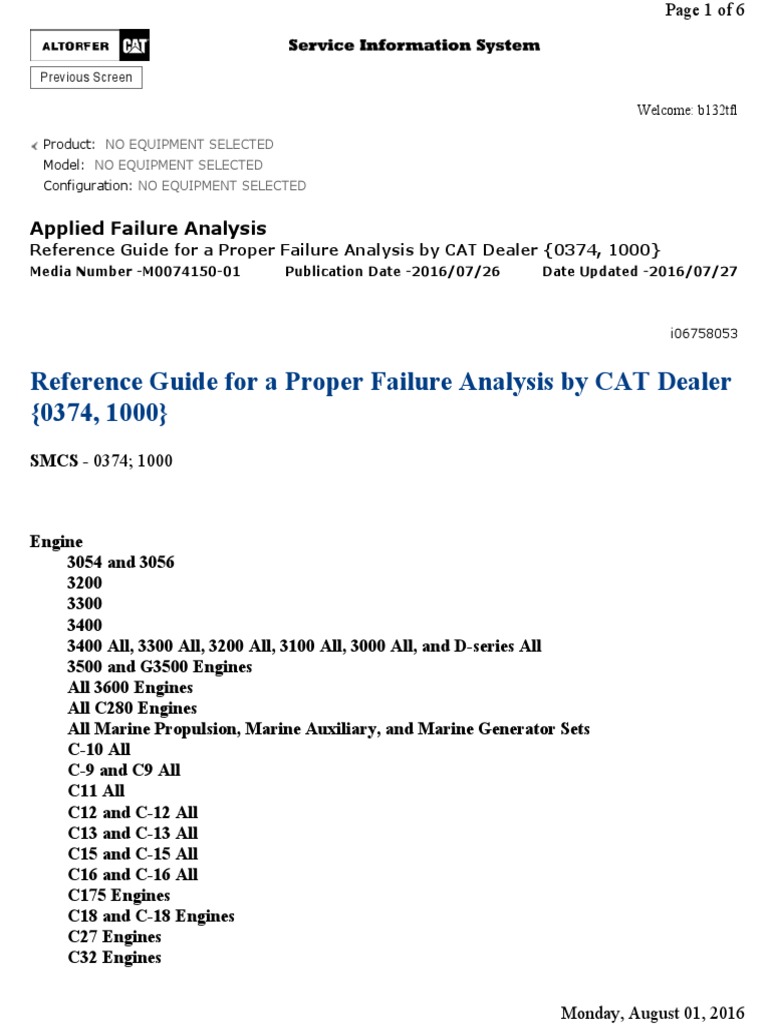 Cat-AFA CatDealersProperReferenceGuideProperFailureAnalysis 0374 1000 ...