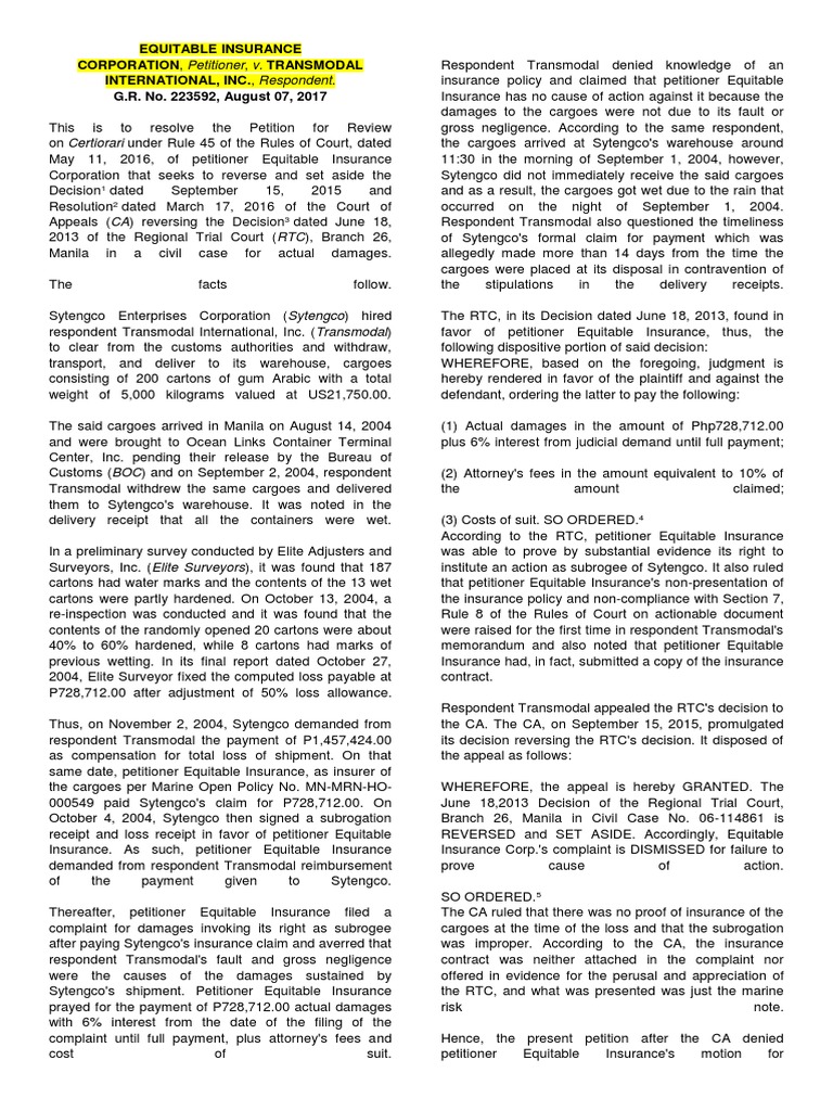 Insurance Cases | PDF | Insurance | Insurance Policy