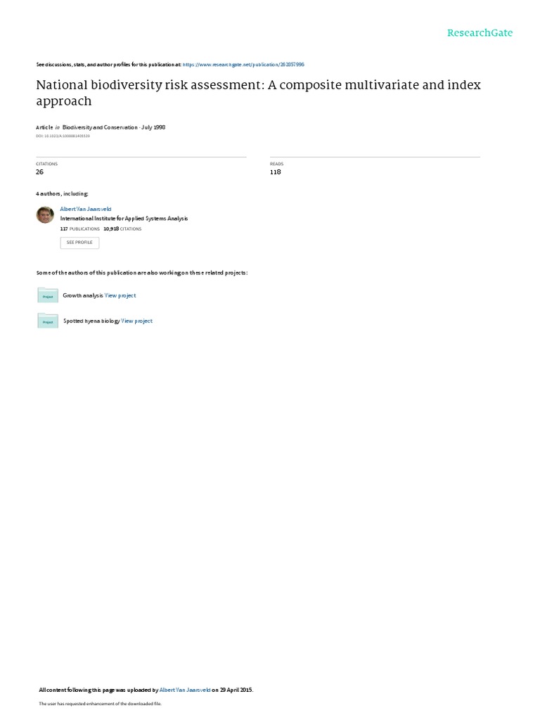 National Biodiversity Risk Assessment: A Composite Multivariate and ...