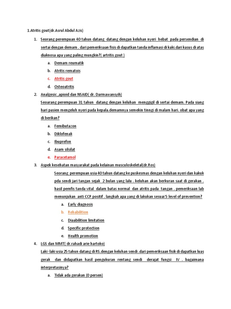 Soal Blok Muskuloskeletal | PDF | Sains & Matematika
