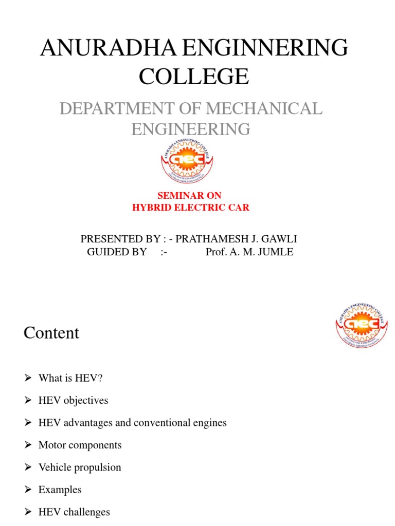 An Overview of Hybrid Electric Vehicles: Objectives, Components ...