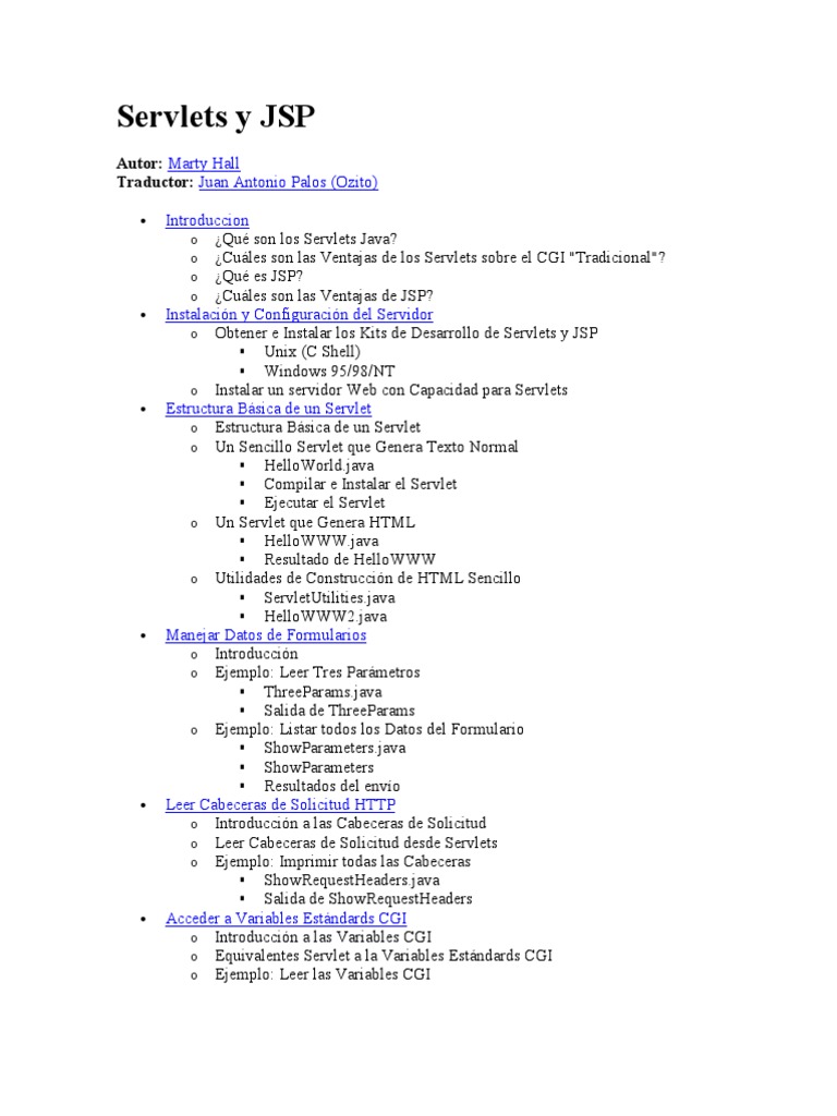 Servlets y JSP | PDF | Páginas del servidor Java | Servlet Java