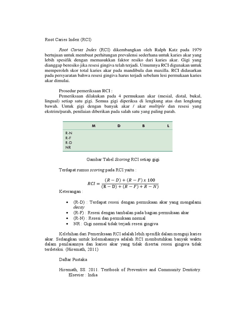 Root Caries Index | PDF