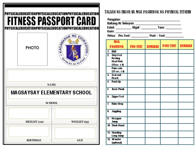 Physical Fitness Passport Template | PDF