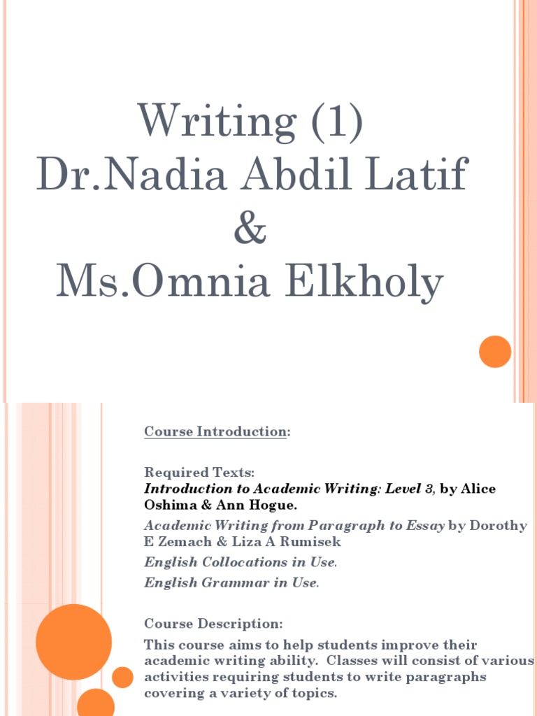 Writing (1) DR - Nadia Abdil Latif & & Ms - Omnia Elkholy | PDF | Semiotics | Linguistics