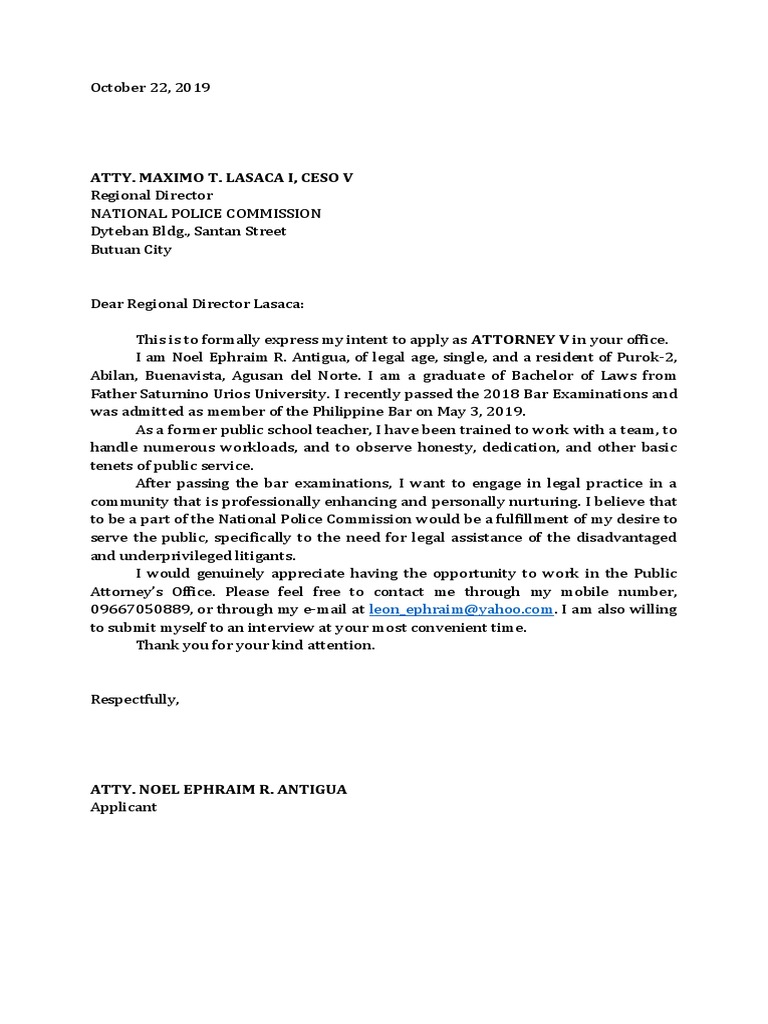 Application for Attorney V Position | PDF | Social Science