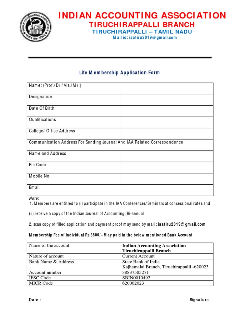 IAA TIRU Membership Application | PDF
