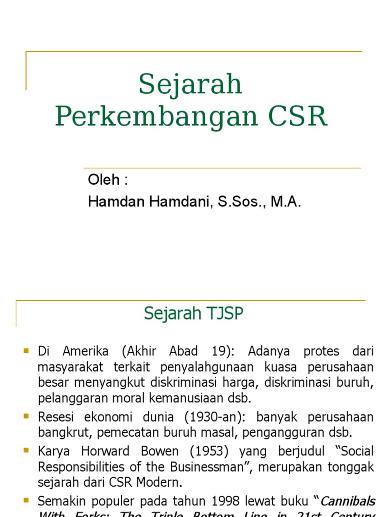 Sejarah Perkembangan CSR | PDF