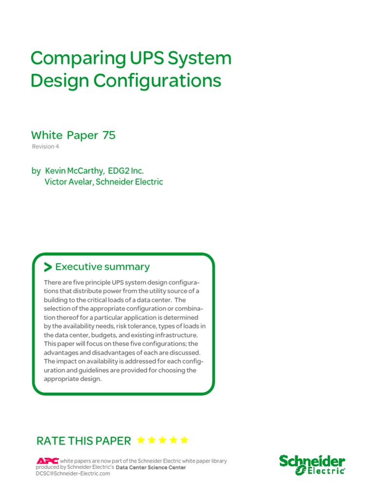 White Paper 75 Comparing UPS System Design | PDF | Data Center ...