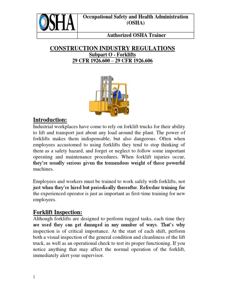 Construction Industry Regulations: Occupational Safety and Health ...