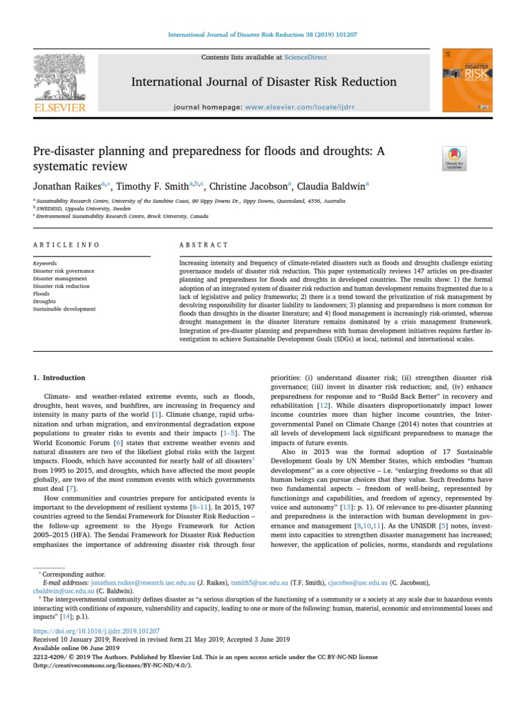 International Journal of Disaster Risk Reduction: Sciencedirect | PDF ...