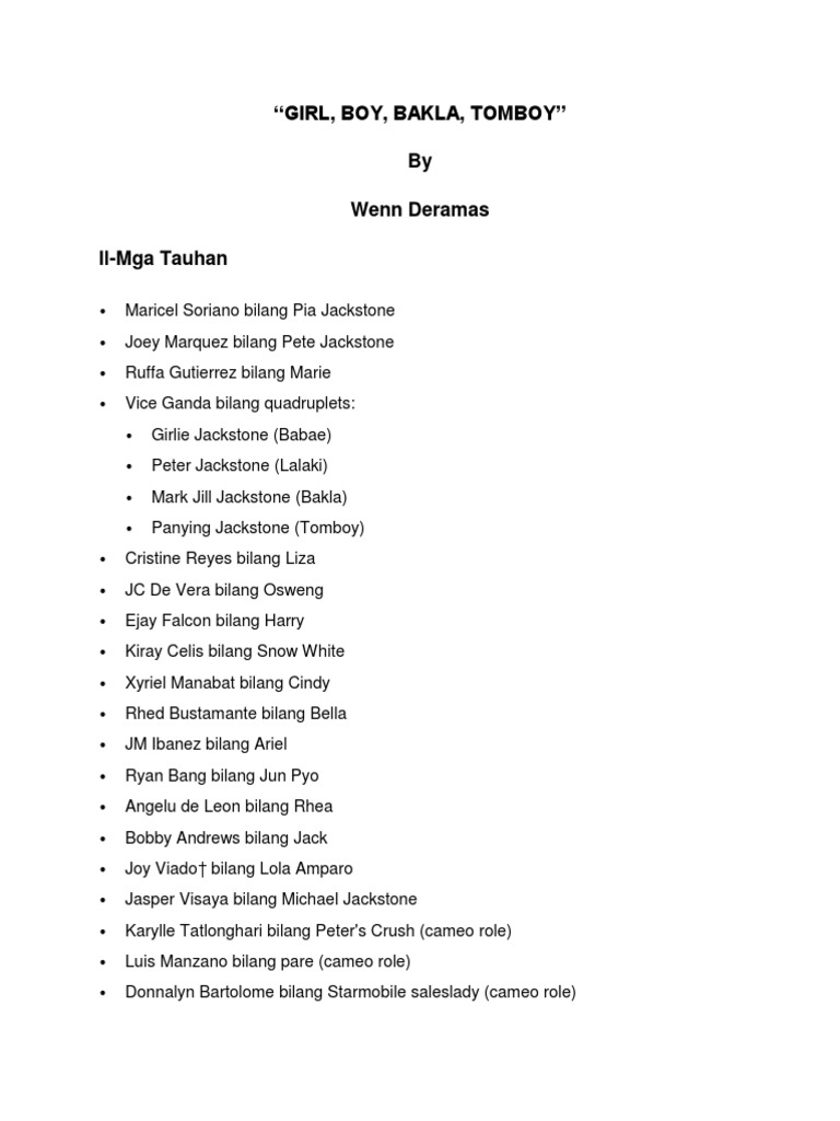 Girl, Boy, Bakla, Tomboy